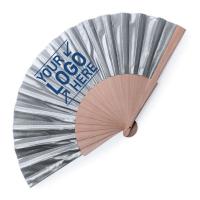 China White Hand Held Fan Wood Fabric Folding Fans Engraved Logo on Handle Wooden Wedding Solid Color Wooden Fan for sale
