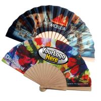 China Wood Custom Logo Wooden Large Hand Held Folding Wedding Party Gift Foldable Personalized Wood Hand Fans With Promotional Price for sale