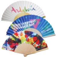 China 23cm Wholesale Custom Printed Logo Folding Wood Hand Fan High Quality  Gift Wooden Fan for sale