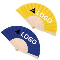 China 23cm Wholesale Custom Printed Logo Folding Wood Hand Fan High Quality  Gift Wooden Fan for sale