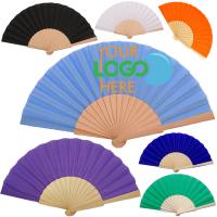 China 23cm Wholesale Custom Printed Logo Folding Wood Hand Fan High Quality  Gift Wooden Fan for sale