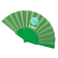 China Promotional Fan Spanish Handle Plastic Wedding Favor Gifts PE Love Folk Art Mini Fan Box Plastic Customized Logo Color for sale