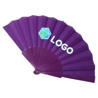 China Promotional Fan Spanish Handle Plastic Wedding Favor Gifts PE Love Folk Art Mini Fan Box Plastic Customized Logo Color for sale