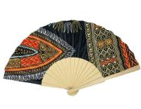 China Promotional Fan Spanish Handle Plastic Wedding Favor Gifts PE Love Folk Art Mini Fan Box Plastic Customized Logo Color for sale