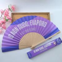 China Promotional Fan Spanish Handle Plastic Wedding Favor Gifts  Fan Box Wood Customized Logo Color for sale