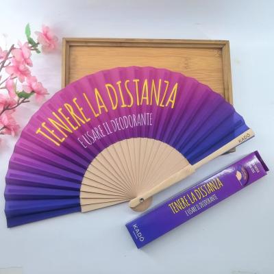 China Wholesale Spanish Wedding Brand Promotion Custom Logo Print Folding Hand Fan Wood Hand Held Fan Bulk Custom for sale