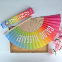 China Wholesale Spanish Wedding Brand Promotion Custom Logo Print Folding Hand Fan Wood Hand Held Fan Bulk Custom for sale