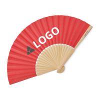 China 23cm Factory Hot Sale Wood Han Fan Craft Gift Folding Wooden Handle Fan Wood Promotion Fan for sale