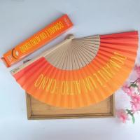 China 23cm Customized  Wooden Polyester Contton Wood Handle Folding Fan for EU Market Promotion for sale