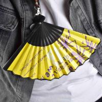 China Customized Portable Folding Fan Wooden Fan Cork Hand Fan With Hanging Rope for sale