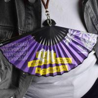 China Customized Portable Folding Fan Wooden Fan Cork Hand Fan With Hanging Rope for sale