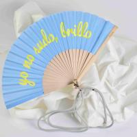 China Custom Folding Fan Personalized Wooden Fan Spanish Cork Hand Fan With Hanging Rope for sale
