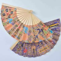 China Factory Price Portable Cork Fabric Folding Fan Hand Craft Fan Spanish Wooden Fan for sale