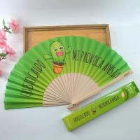 China 2024 Custom Printed Abanico Amarillo Wood Foldable Fan Nature Wooden Art Craft Painted Hand Fan for sale