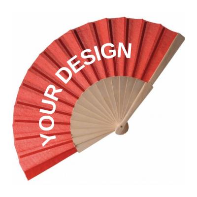 China 23cm Wood Fan Personalized Chinese Japanese Paper Wood Folding Hand Fan for sale
