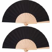 China Custom Printed Nature Wooden Hand Held Fan Foldable Wood Spanish Solid Color Hand Fan for sale