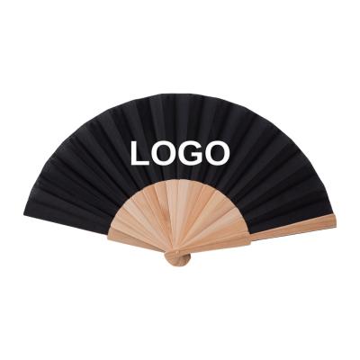 China Wood Custom Logo Wooden Large Hand Held Folding Wedding Party Gift Foldable Personalized Wood Hand Fans With Promotional Price for sale