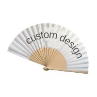 China 2024 Factory Custom Logo 23cm Spanish Wedding Hand Folding Fan Wooden Hand Fan Promotional Gift Portable Wooden Ribs Hand Fan for sale