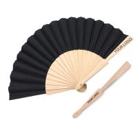 China Stable Quality Custom Design 9 Inch 23cm Abanicos De Mano Fabric Hand Held Fan Wooden Folding Hand Fan for sale