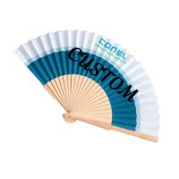 China 23cm Best Sell Customize Design Handmade Craft Gift Folding Wooden Handle Fan Wood Hand Held Fan for sale