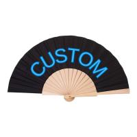 China 23cm Best Sell Customize Design Handmade Craft Gift Folding Wooden Handle Fan Wood Hand Held Fan for sale