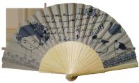 China 23cm Spain Wooden Folding Fan Paper Wood Cotton Hand Fan Wooden Hand Fan Party Favors With Gift Bags for sale