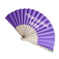 China High Quality Custom Gorgeous Wooden Folding Hand Fan With Pouch for sale