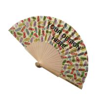 China Custom Original Wooden and Cotton Fans Spanish Flowers Collection Handmade Fans Folding Hand Fan for sale