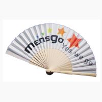 China High Quality Polyester Cotton and Paper Wood Hand Fan Handcrafted Hand Fan for Party for sale