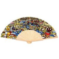China Wholesale High Quality Custom Printed Logo Folding Wood Hand Fan in Wedding Gift Wooden Fan for sale
