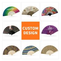 China Personalized Wood Silk Fan Customized Carved Wooden Fans for Weddings for sale