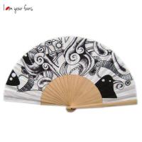 China Personalized Printed Art Logo Handfan Favor Fabric Wooden Paper Sublimating Folding Custom Hand Fan for Promotion for sale