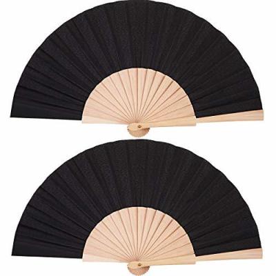 China Wholesale Customized 23cm Wooden Fabric Contton Fabric Wood Handle Folding Fan for EU Market Promotion for sale