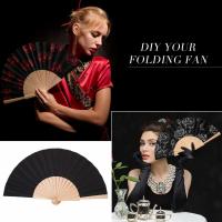 China Wholesale Customized 23cm Wooden Fabric Contton Fabric Wood Handle Folding Fan for EU Market Promotion for sale