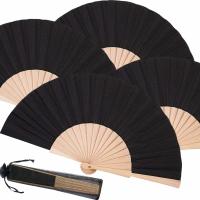 China Wholesale Customized 23cm Wooden Fabric Contton Fabric Wood Handle Folding Fan for EU Market Promotion for sale