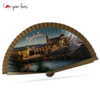 China Custom Printed Abanicos De Mano Spanish Folding Wooden Hand Fans High Quality Wood Fans for Weddings for Brand Promotion for sale