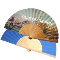 China Folding Fan Vintage Solid Color Women Wooden Hand Fan for Dancing Party Performance Festival Gift for sale