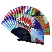 China Folding Fan Vintage Solid Color Women Wooden Hand Fan for Dancing Party Performance Festival Gift for sale