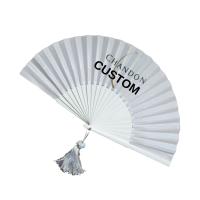 China Folding Fan Vintage Solid Color Women Wooden Hand Fan for Dancing Party Performance Festival Gift for sale