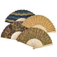 China Custom Bamboo Wooden Folding Clack Hand Fan Foldable Wedding Held Wooden Folding Hand Fan With Pouch for sale