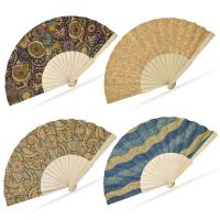 China Custom Bamboo Wooden Folding Clack Hand Fan Foldable Wedding Held Wooden Folding Hand Fan With Pouch for sale