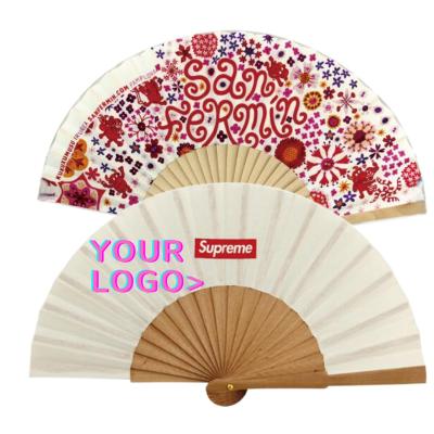 China 2026 Promotion Summer Wedding Wood Hand Fans for Women Custom Wood Hand Fan Printed Logo Folding Wood Hand Fan for sale