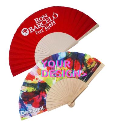 China Personalize Wooden Hand Made Fans Custom Printed Logo Folding High Quality Personalized Wood Hand Held Fan Advertising Fan for sale