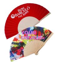 China Personalize Wooden Hand Made Fans Custom Printed Logo Folding High Quality Personalized Wood Hand Held Fan Advertising Fan for sale