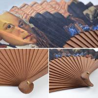 China Wholesale Spanish Wedding Brand Promotion Custom Logo Print Folding Hand Fan Wood Hand Held Fan Bulk Custom for sale