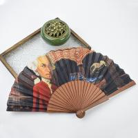 China Wholesale Spanish Wedding Brand Promotion Custom Logo Print Folding Hand Fan Wood Hand Held Fan Bulk Custom for sale