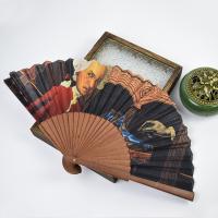 China Wholesale Spanish Wedding Brand Promotion Custom Logo Print Folding Hand Fan Wood Hand Held Fan Bulk Custom for sale
