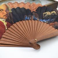 China Wholesale Spanish Wedding Brand Promotion Custom Logo Print Folding Hand Fan Wood Hand Held Fan Bulk Custom for sale