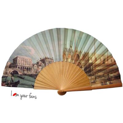 China Wood Custom Logo Wooden Large Hand Held Folding Wedding Party Gift Foldable Personalized Wood Hand Fans With Promotional Price for sale