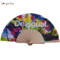 China Wholesale Designs Eventail Mariage logo Printed Portable Custom Foldable Wedding Held Wooden Folding Hand Fan for sale